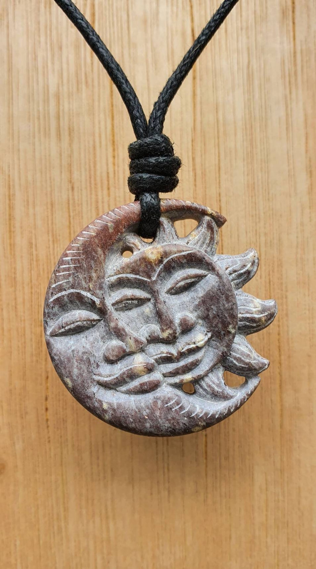 Sun and Moon Eclipse Pendant | Hand-carved From Natural Stone by Myself | Handmade Unique ...