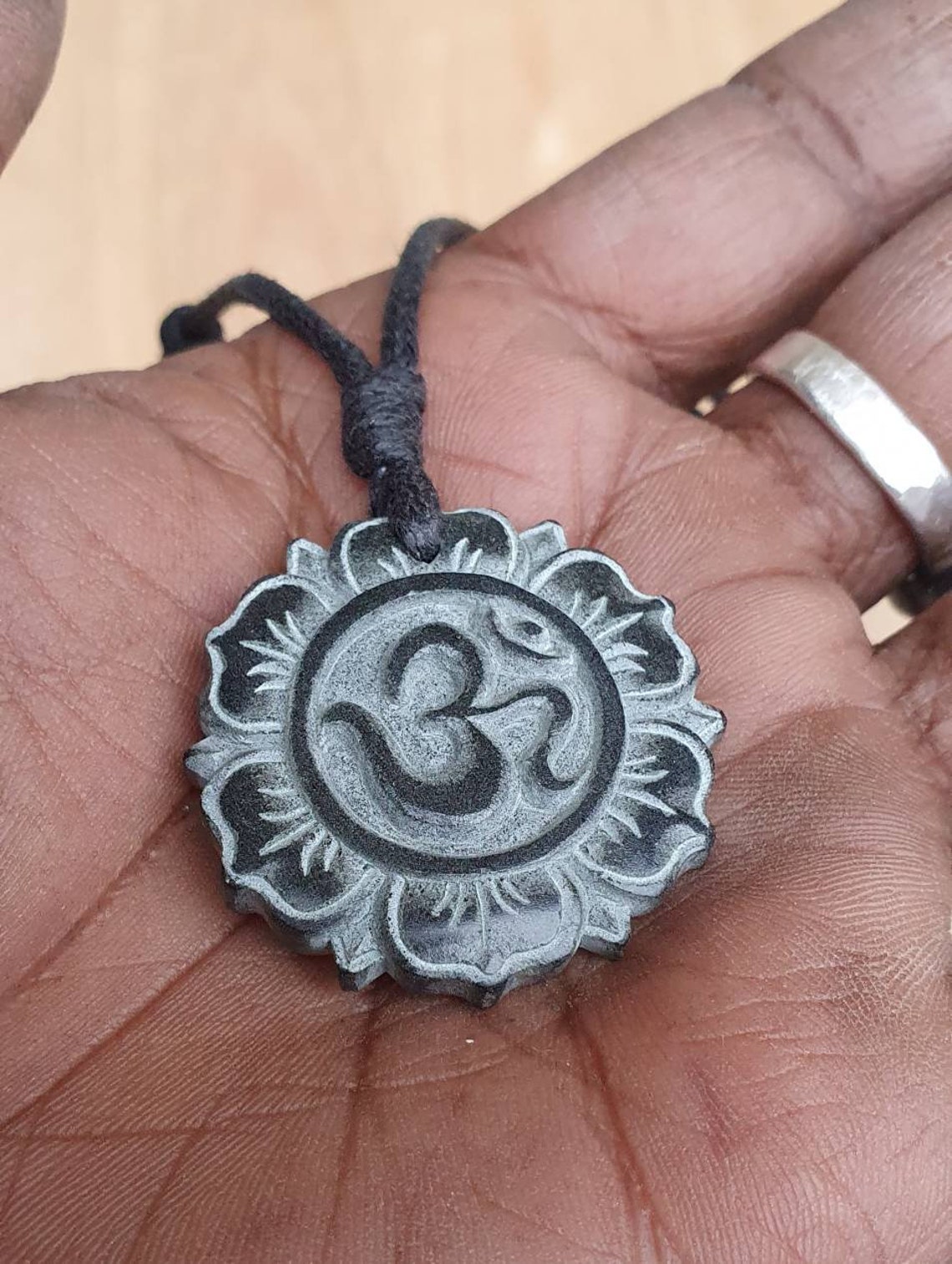 Om Pendent Ohm Lotus Necklace Hand-carved From Natural - Etsy