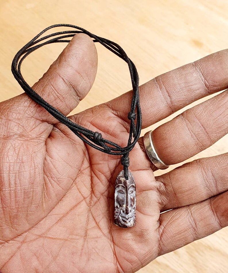 Brahma Head Face Pendant Hand-carved Stone Necklace Charm - Etsy