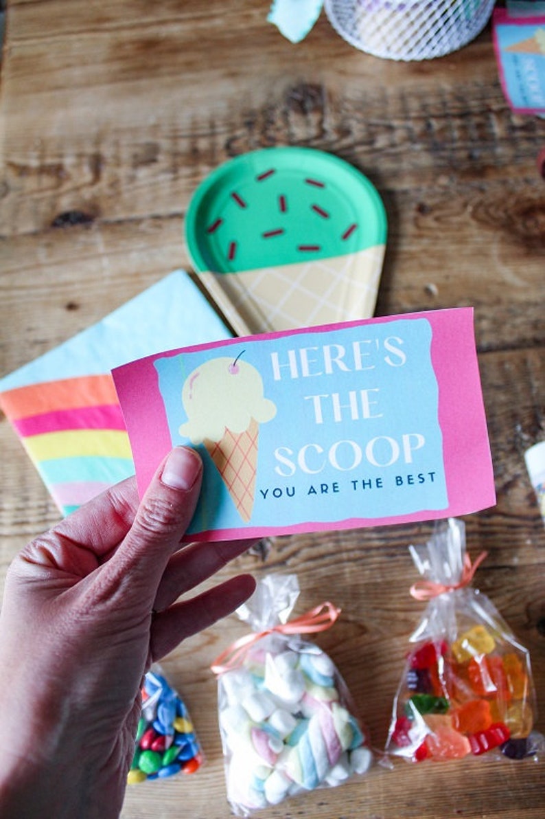Ice Cream Themed Teacher Gift Tag Here's the Scoop Gift - Etsy