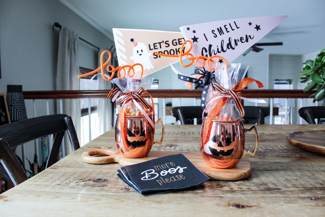 Halloween Pennant Flag 4 Printable Downloads Boo Basket Idea - Etsy