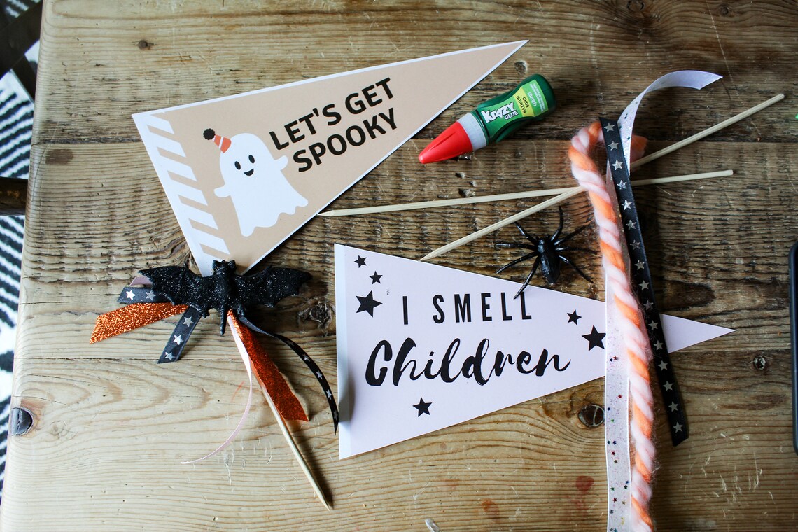 Halloween Pennant Flag 4 Printable Downloads Boo Basket Idea - Etsy