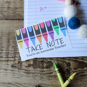 Take Note You're an Awesome Teacher Gift Tag DIGITAL DOWNLOAD | Teacher ...