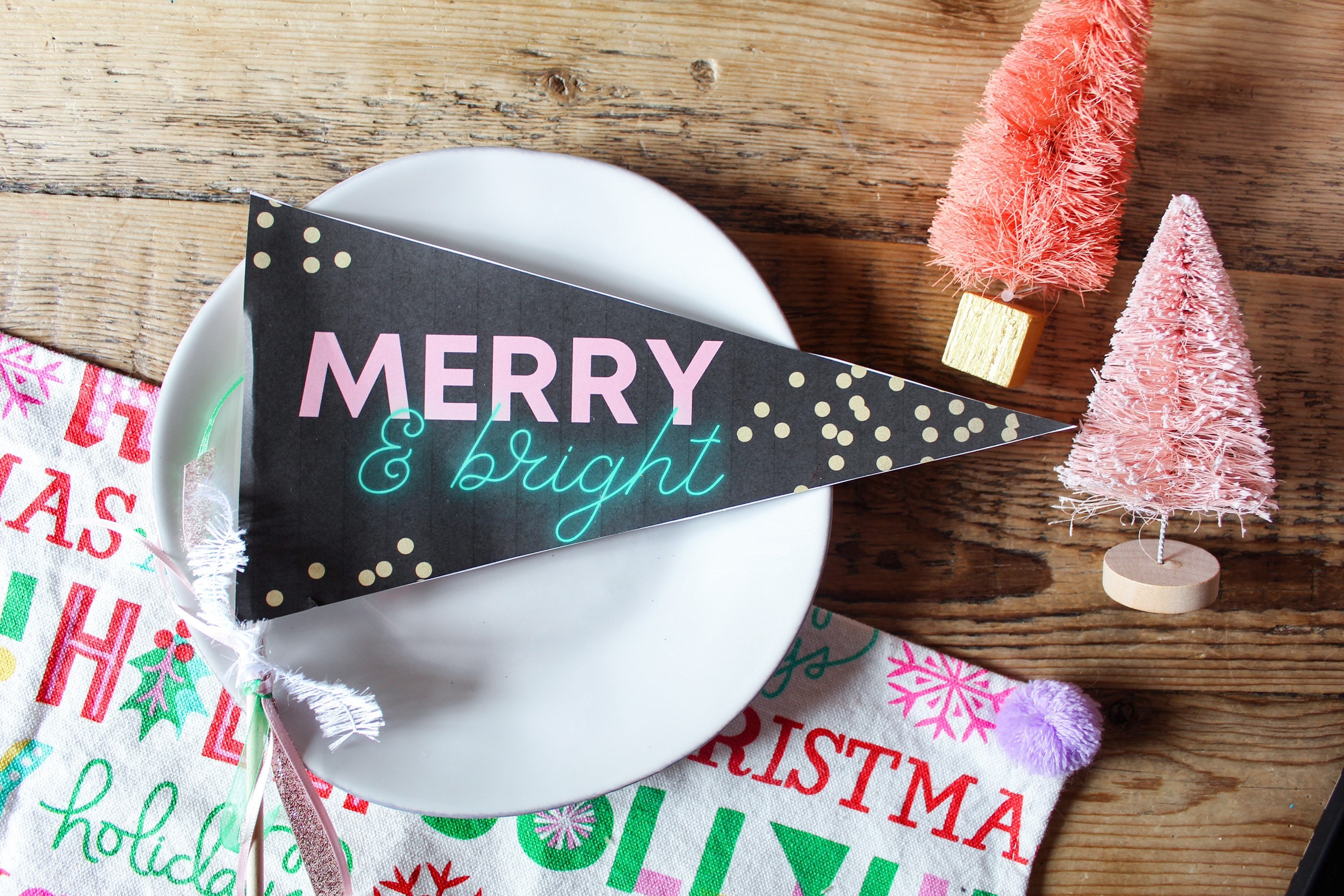 Set of 5 Christmas Pennant Flags *DIGITAL DOWNLOAD* Holiday Pennant ...