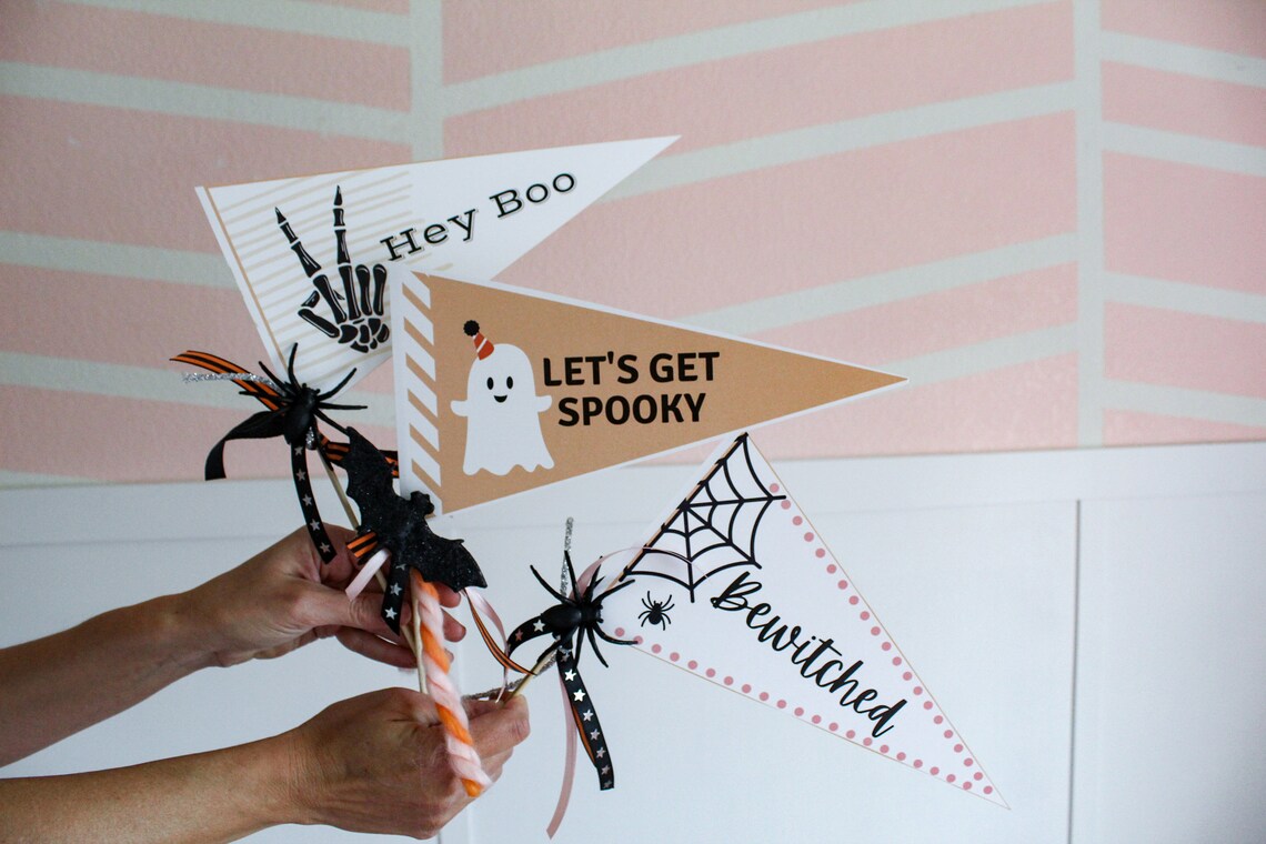 Halloween Pennant Flag 4 Printable Downloads Boo Basket Idea - Etsy