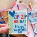 Zip Zip Hooray Valentine Printable Cards DIGITAL FILE Valentine's Day ...
