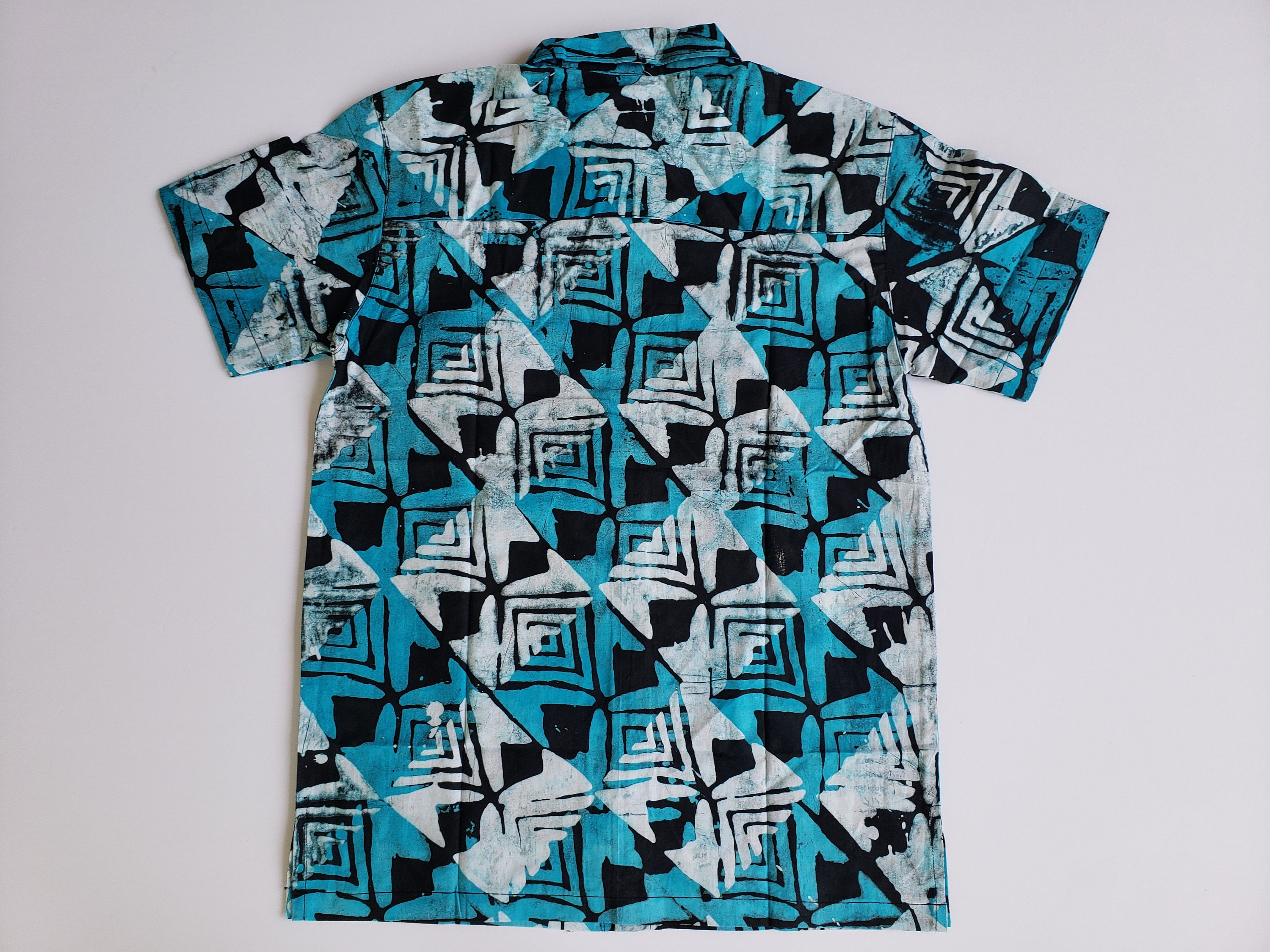 Delitak Blue Square Batik Shirt - Etsy