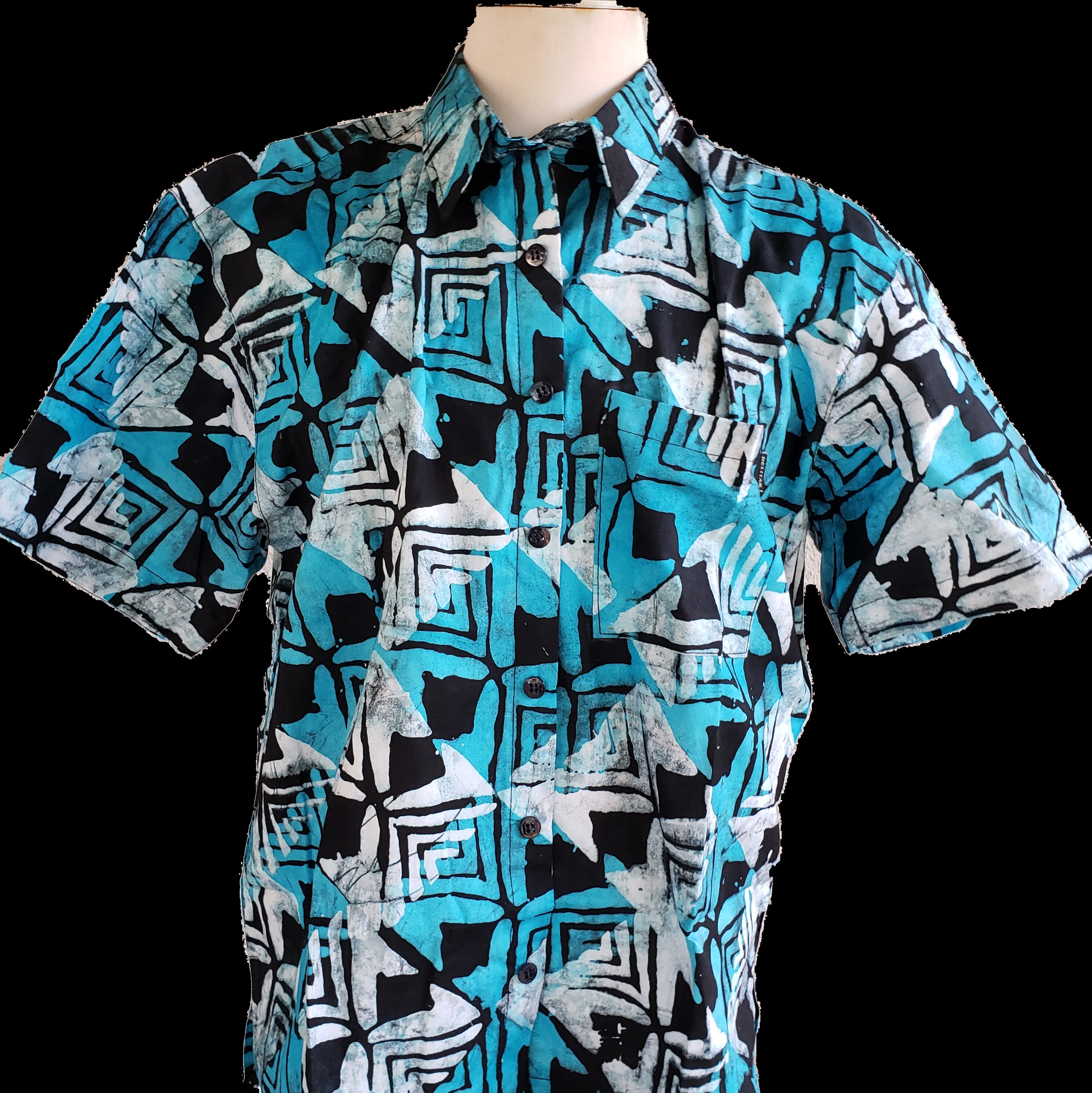 Delitak Blue Square Batik Shirt - Etsy