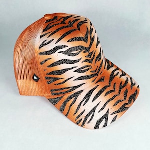 Tiger Print Glitter Snapback Hat - Etsy