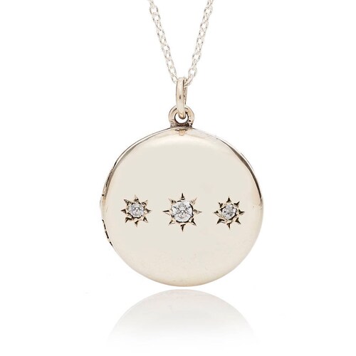 Silver Round Locket With Crystal Star Detail - Etsy