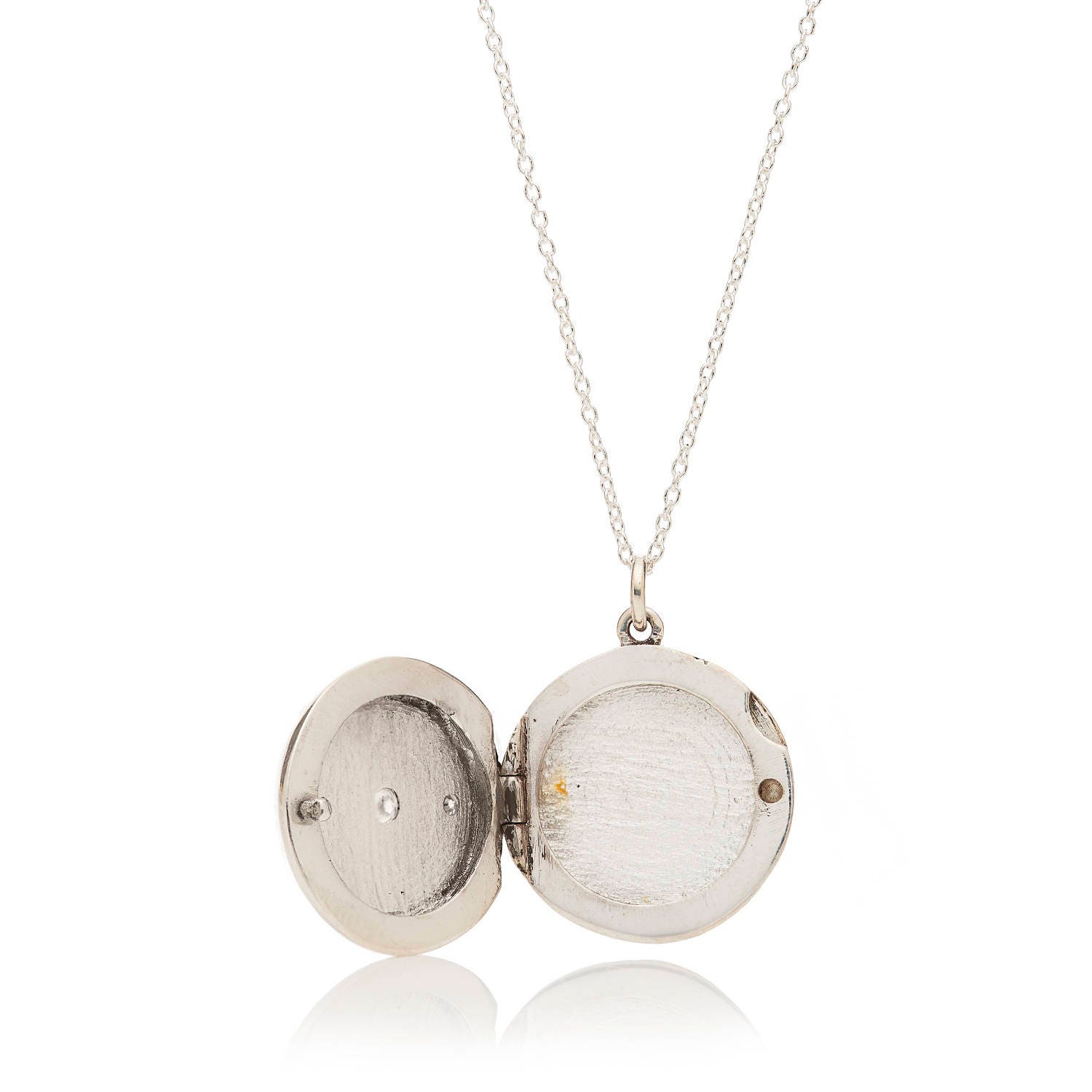 Silver Round Locket With Crystal Star Detail - Etsy