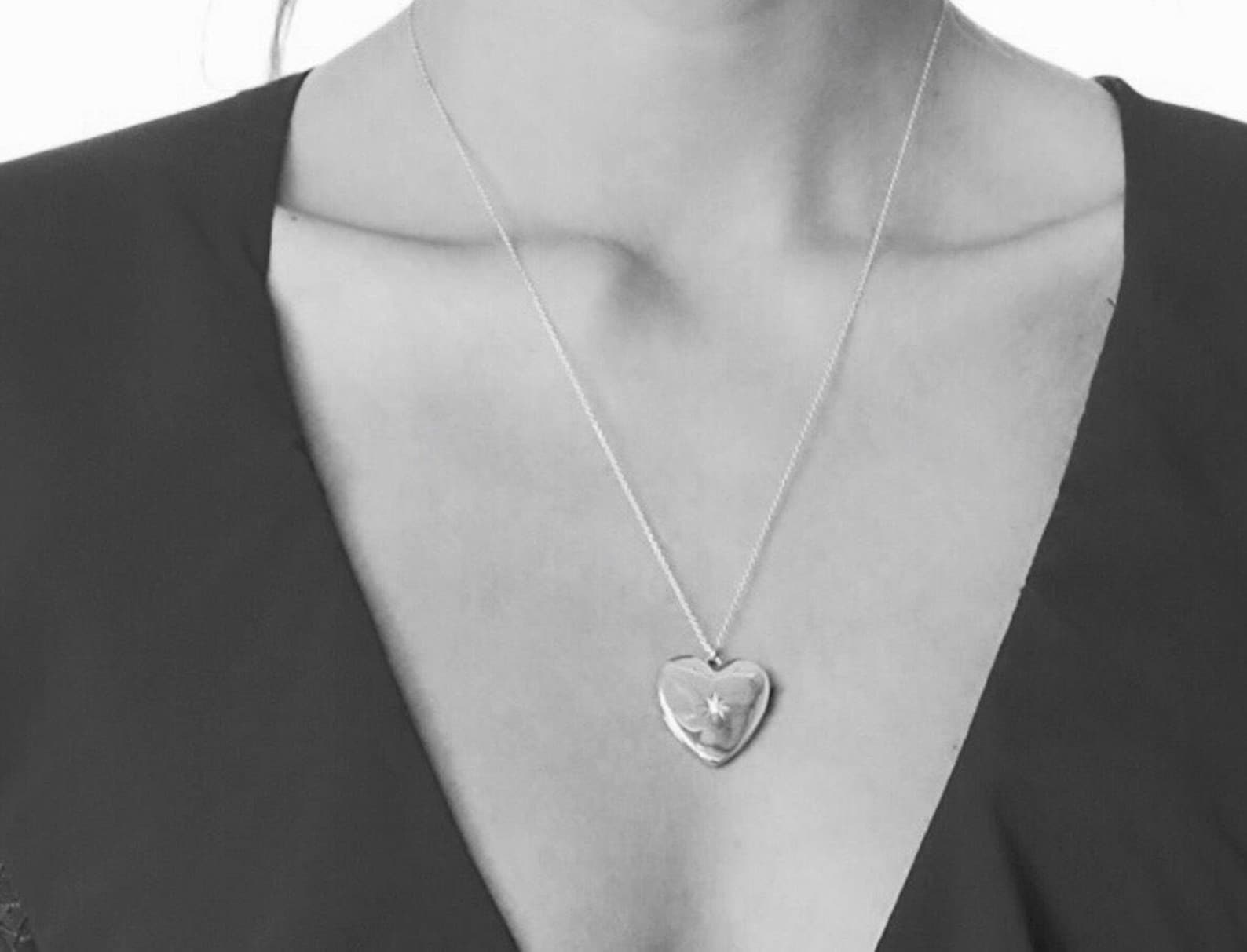 Silver Heart Locket With Crystal Detail - Etsy