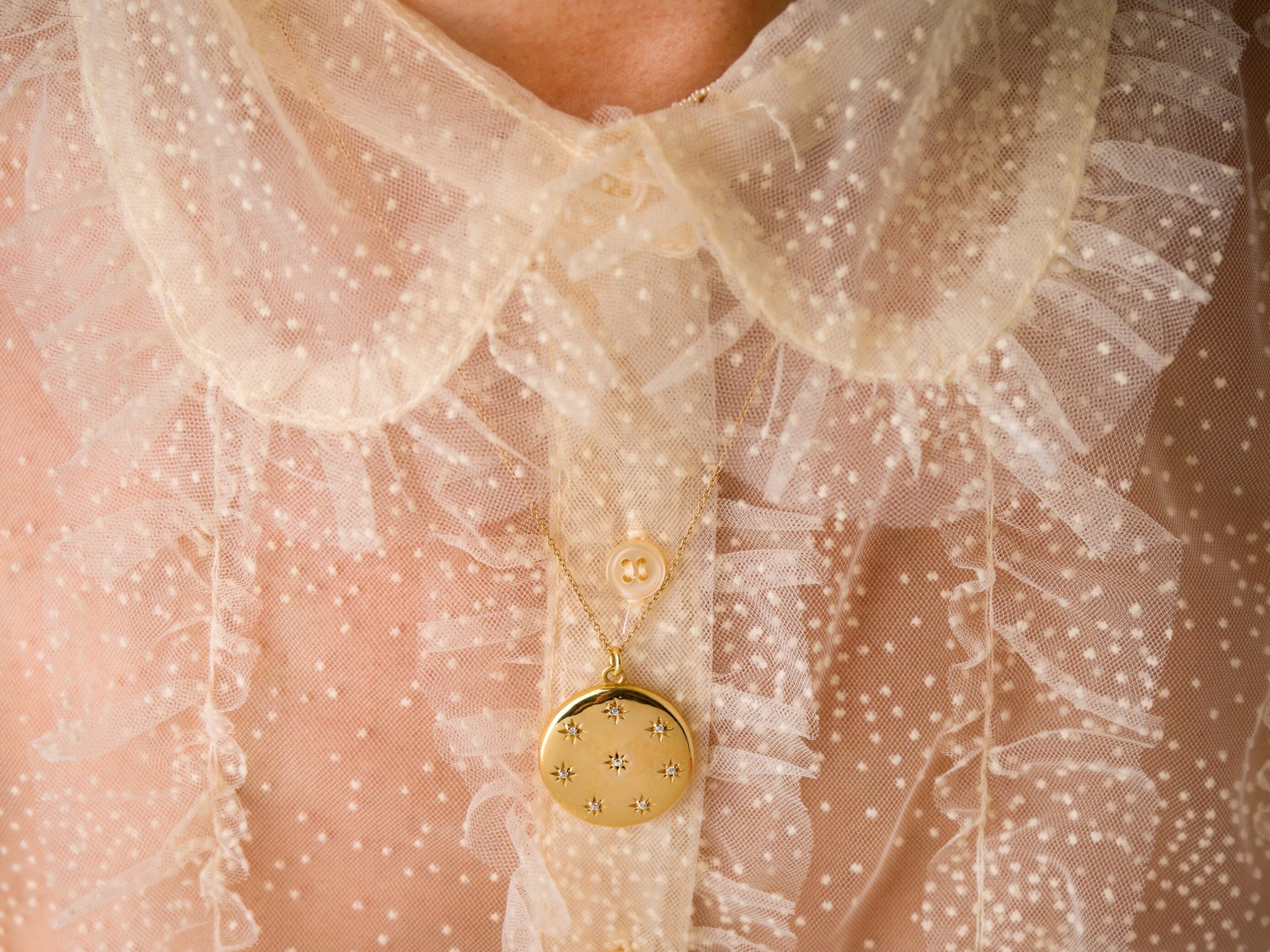 Round Locket With Crystal Star Detail Adrianne | Etsy