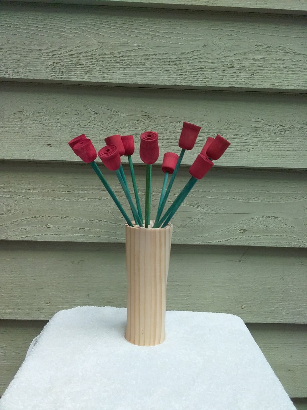 Dozen Red Wooden Roses - Etsy