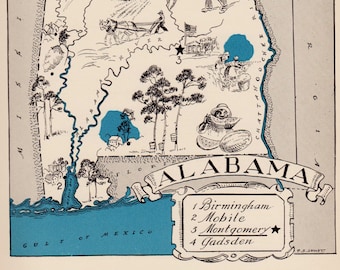 Alabama State Print | Etsy