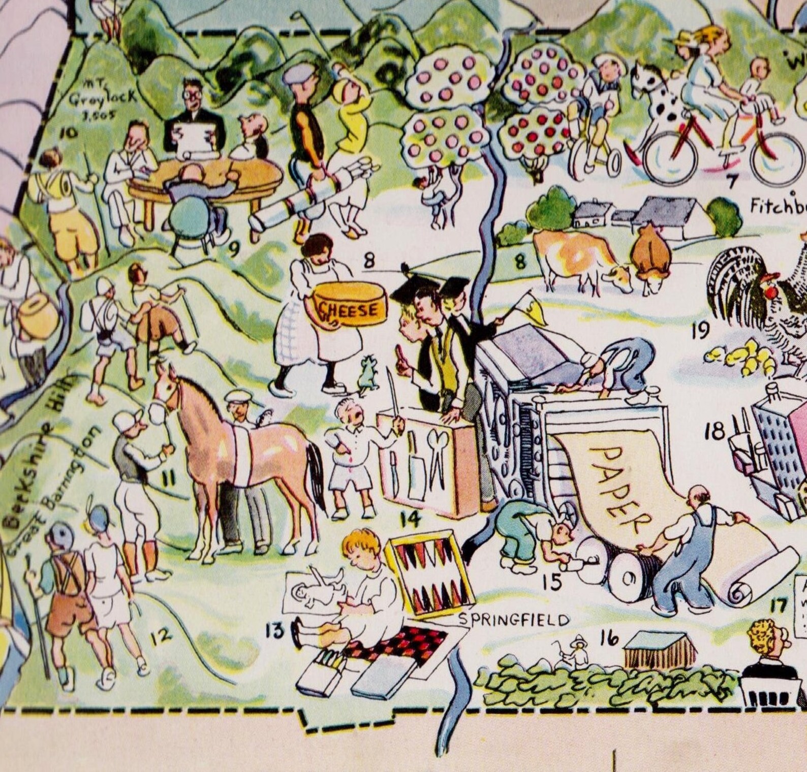 1930's Animated MASSACHUSETTS State Map Cartoon Picture | Etsy