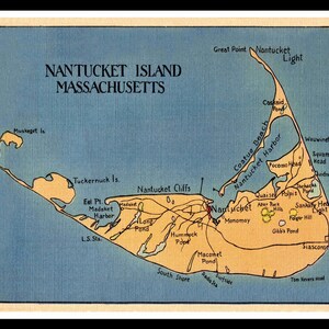 Nantucket Island Map Wall Art Decor of Nantucket Massachusetts Print ...
