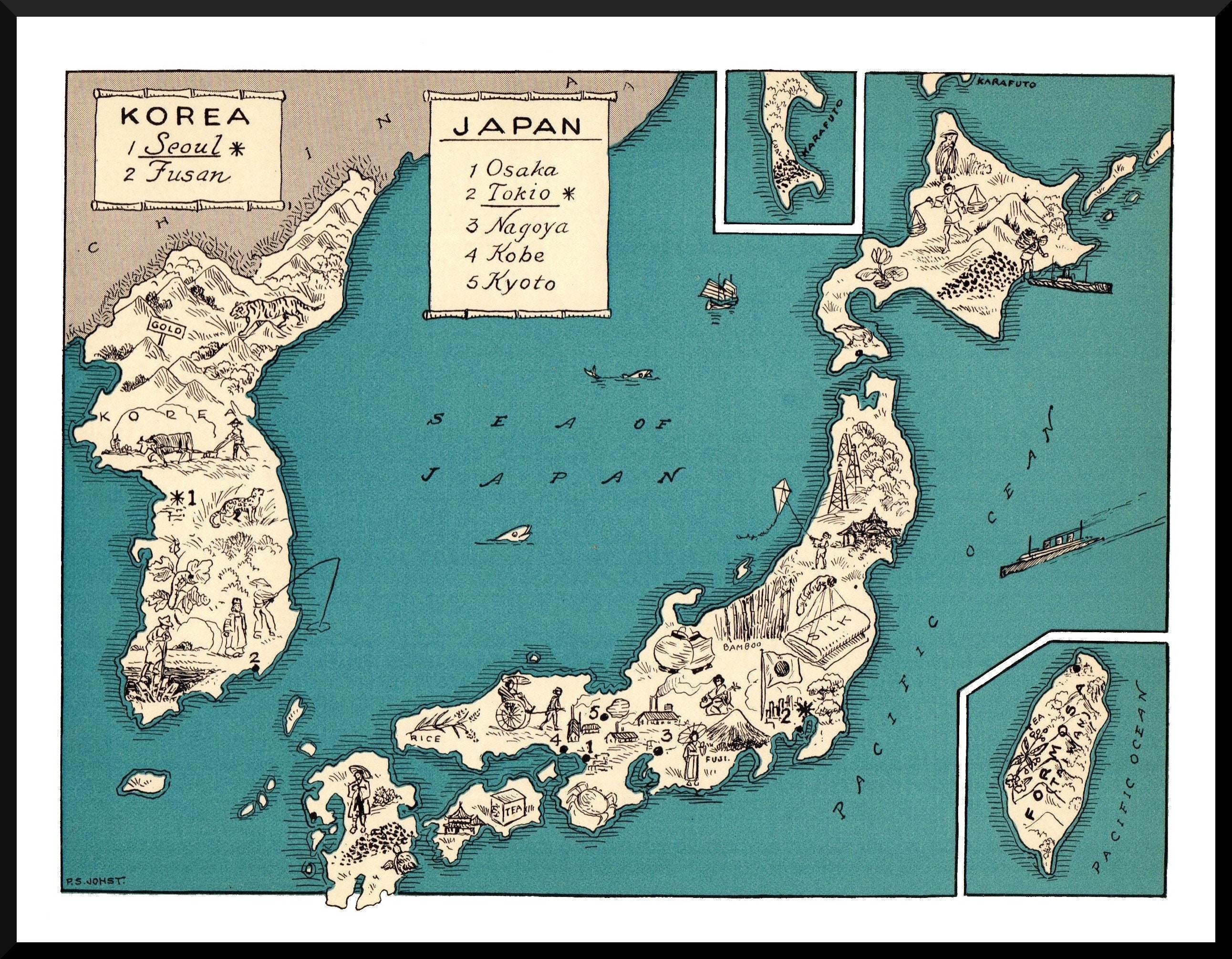 1930's Animated JAPAN and KOREA Map RARE Map of Japan | Etsy