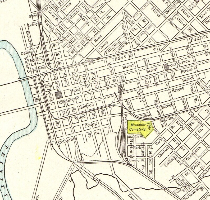 1901 DALLAS TEXAS Street Map Reproduction Print City Map of | Etsy