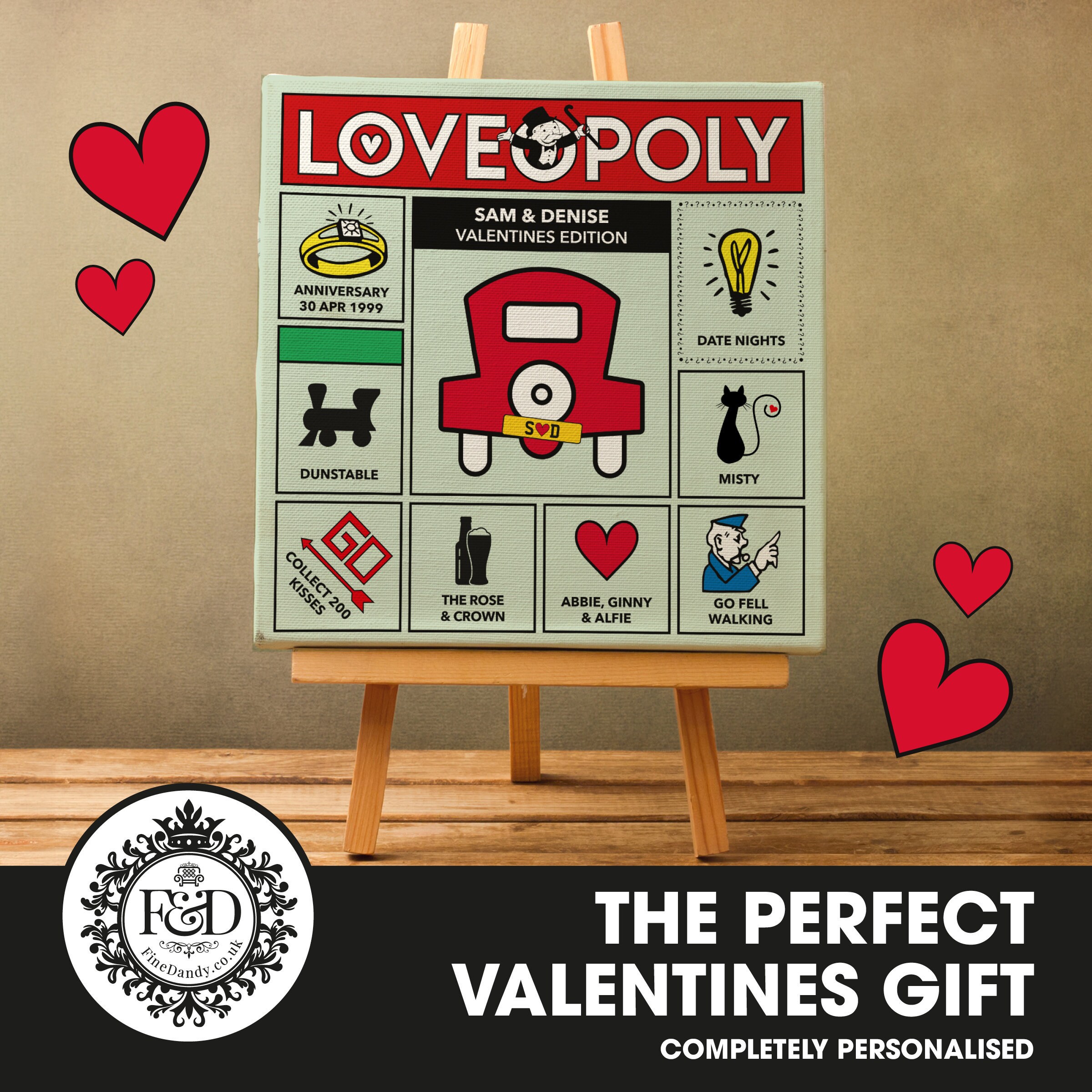 Personalised Valentines / Anniversary Monopoly Style Picture - Etsy UK