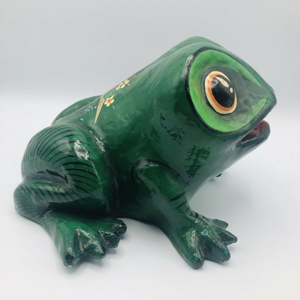 Vtg Paper Mache Tonala Frog Bird Mexico Folk Art Green | Etsy