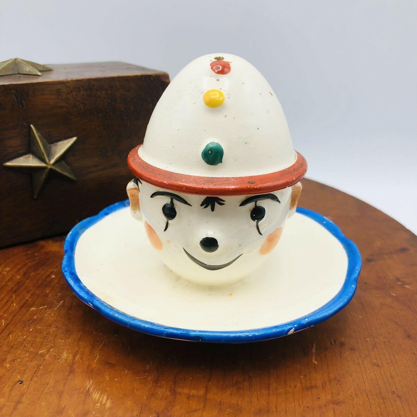 Vintage Ceramic Clown Egg Cup Salt Shaker Head Whimsical Japan | Etsy