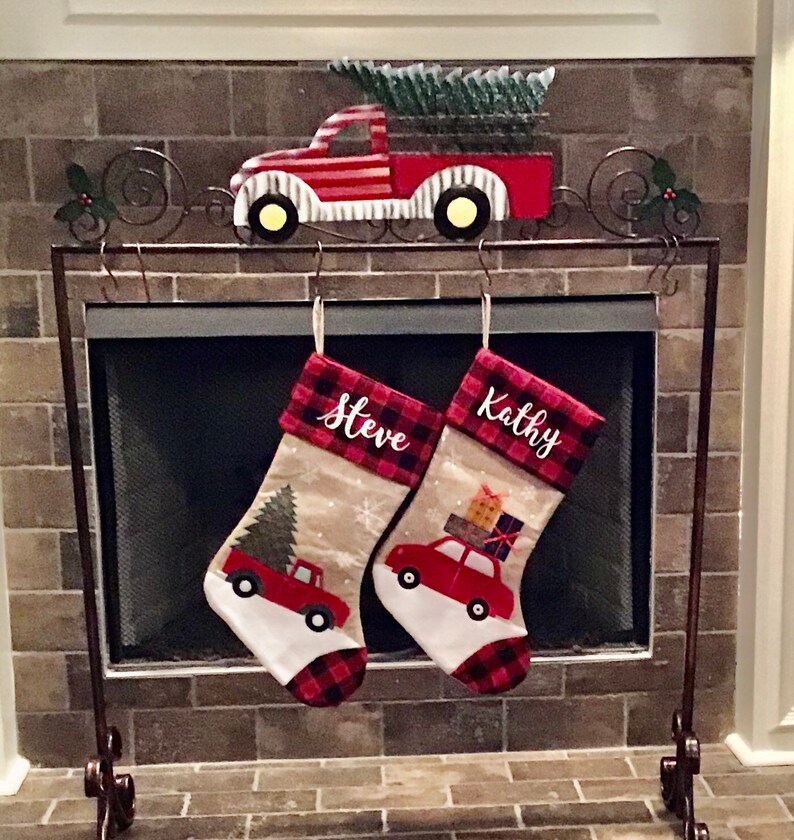 Personalized Christmas Stockings; Red Truck or Red Car Stocking ...