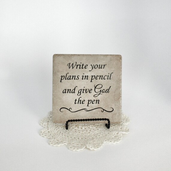 Write Your Plans In Pencil Tile Custom Sign Vinyl Sayings | Etsy