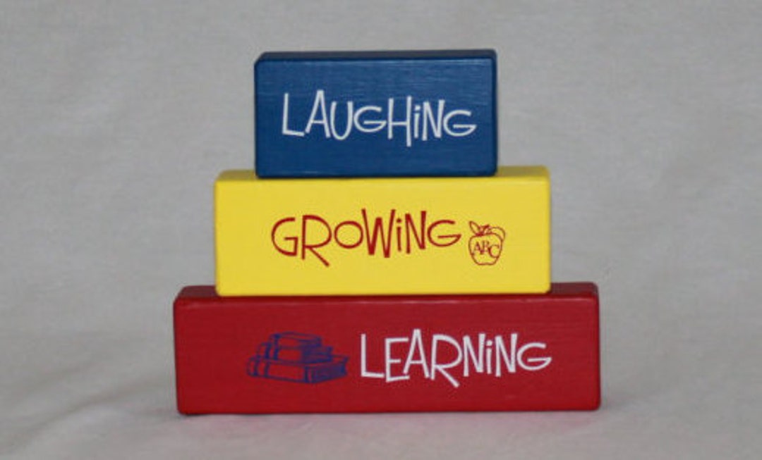 Learning Laughing Growing Stacked Wood Blocks, Teacher Gift, Teacher ...