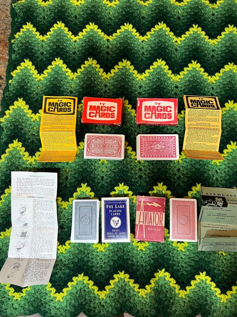 Vintage // Magic Playing Card Decks With Instructions - Etsy