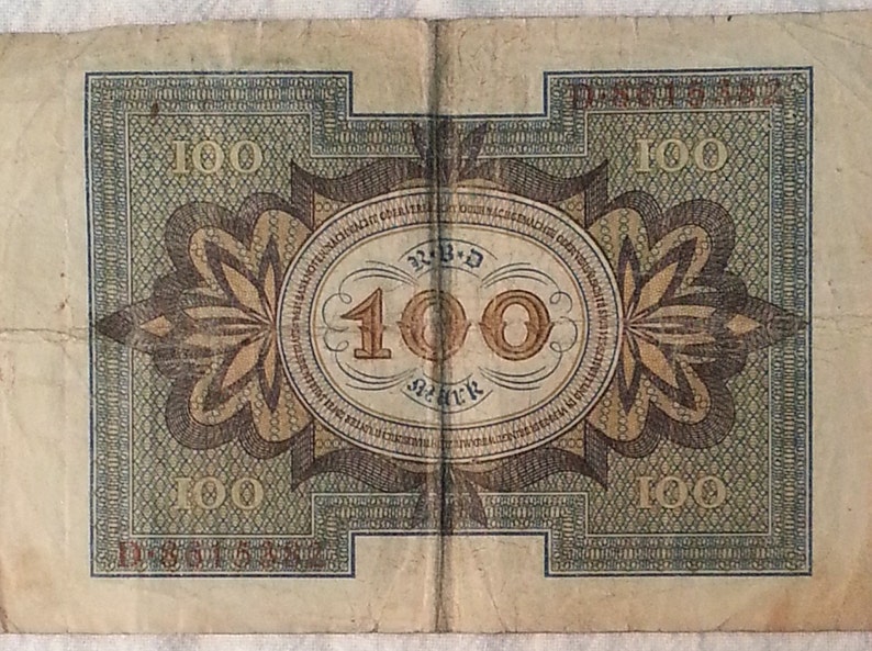 Vintage WWI Reichsbank Note Hundert 100 Mark 1920 and - Etsy