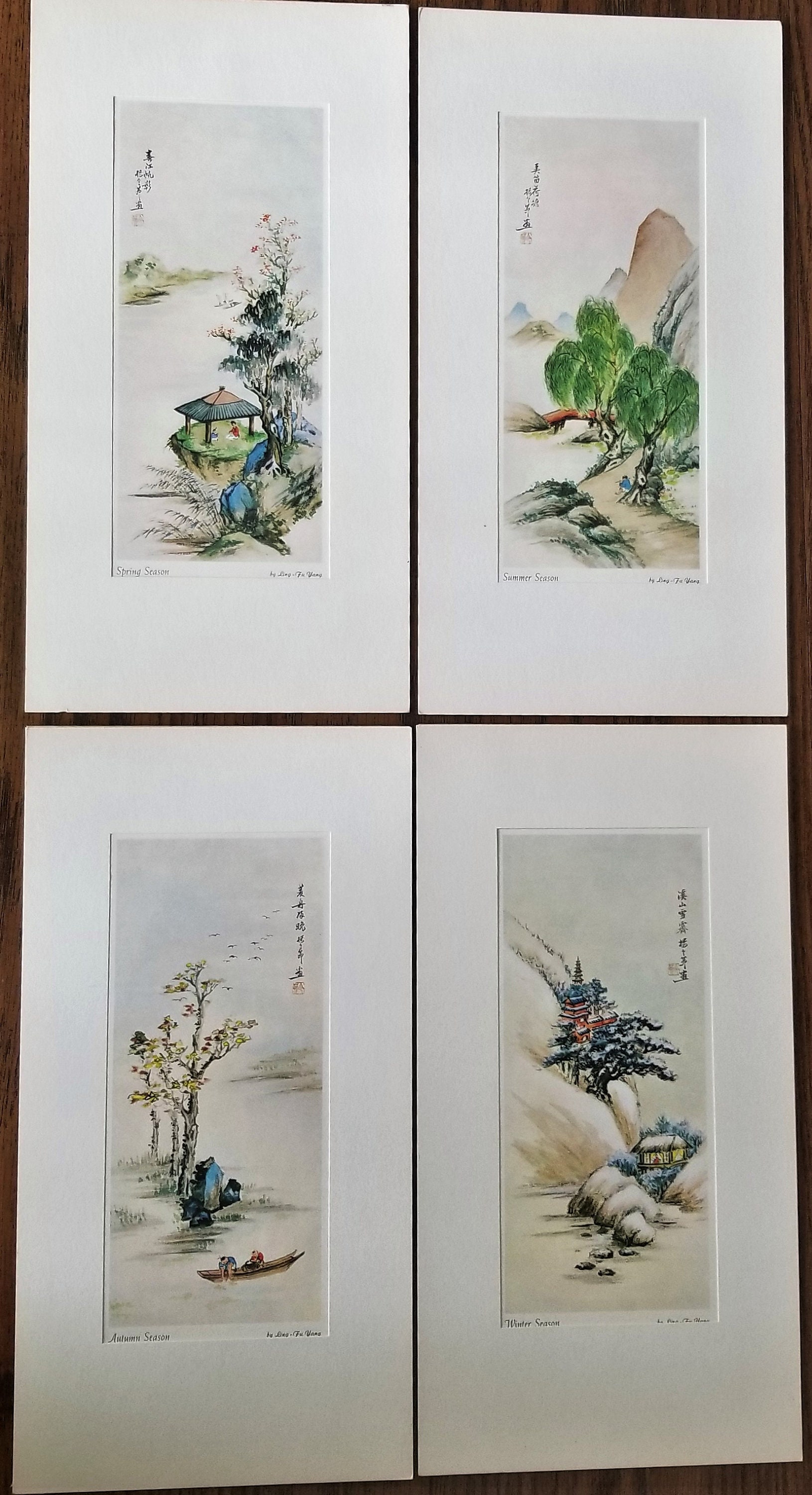Vintage Chinese, Ling Fu Yang, Seasonal Prints, Spring, Summer, Autumn ...