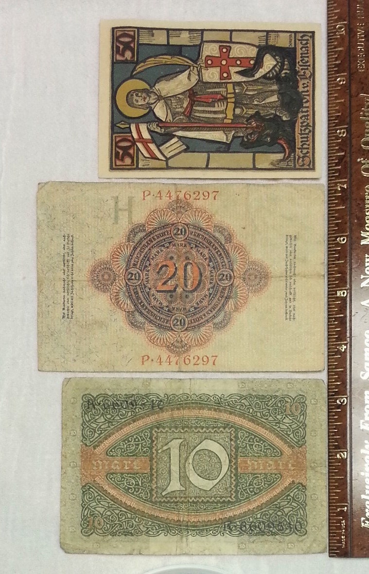 Vintage, WWI German Money, Reichsbank Note, 10 Zehn Mark 1920, 20 ...