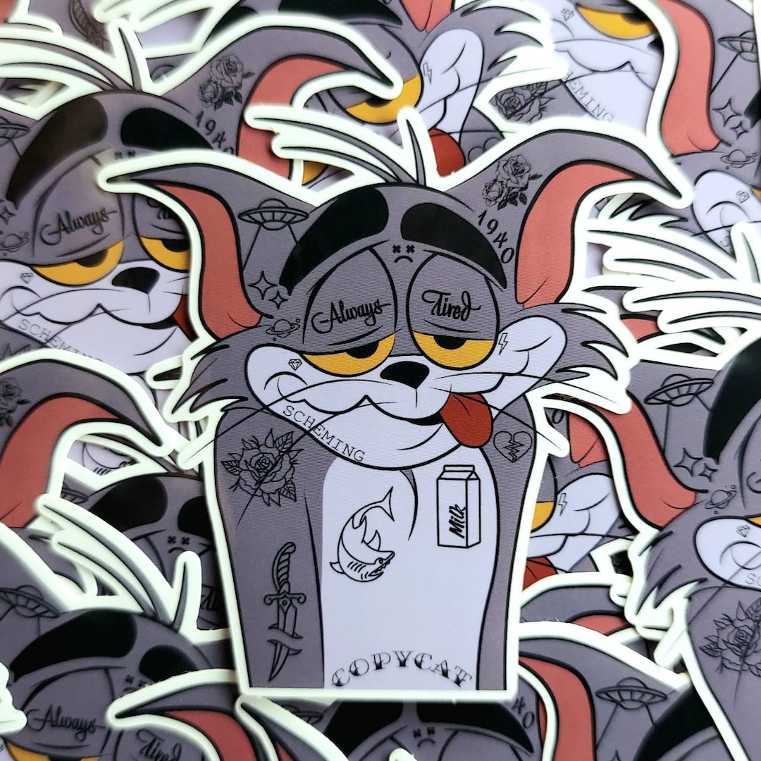Tatted Tom Cat Sticker - Etsy