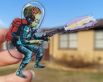 BIG 5 Mars Attacks Classic Sci-fi Vinyl Sticker. Alien Movie Monster ...