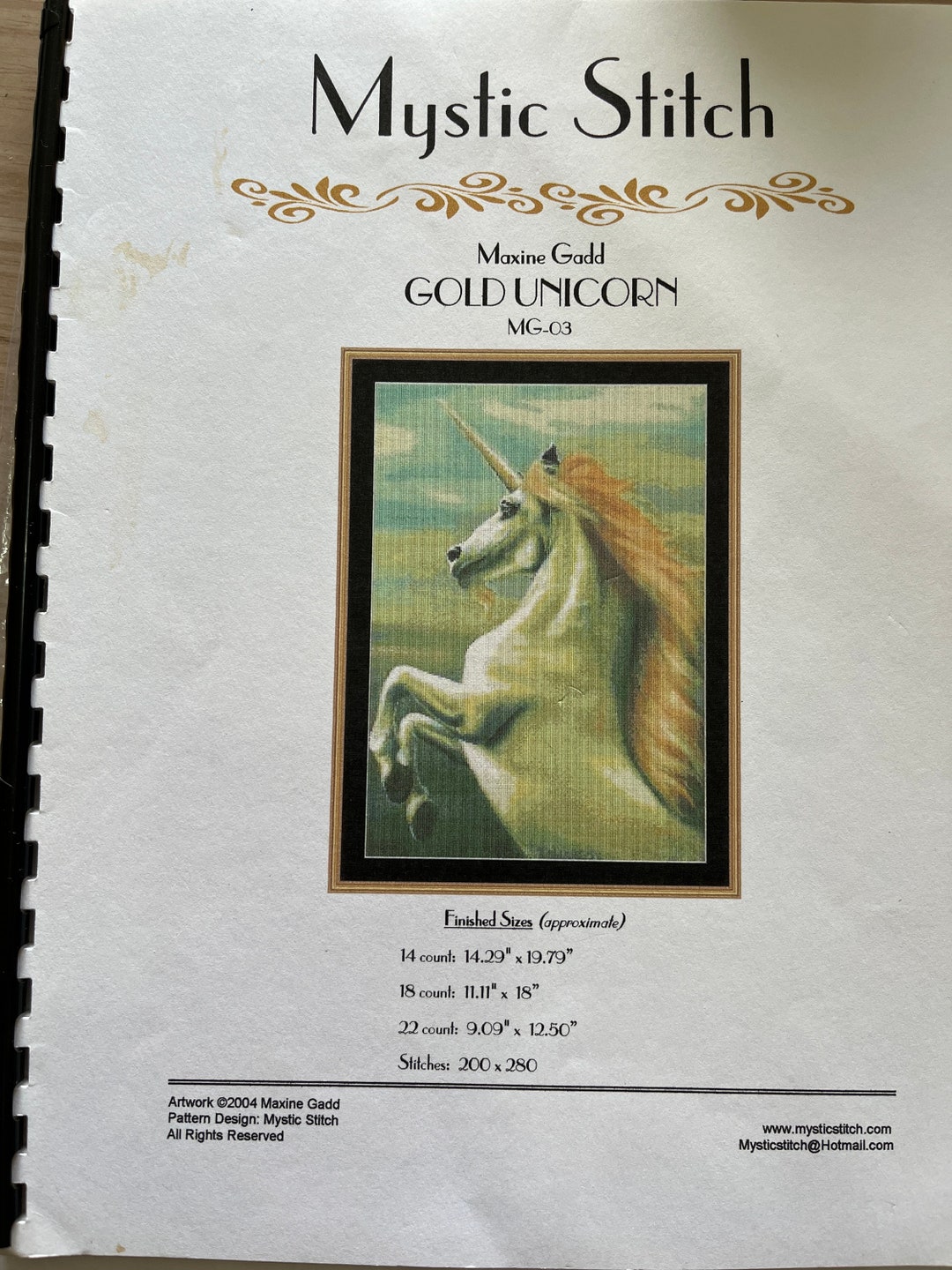 Gold Unicorn, Mystic Stitch Cross Stitch Chart, by Maxine Gadd MG-03 - Etsy