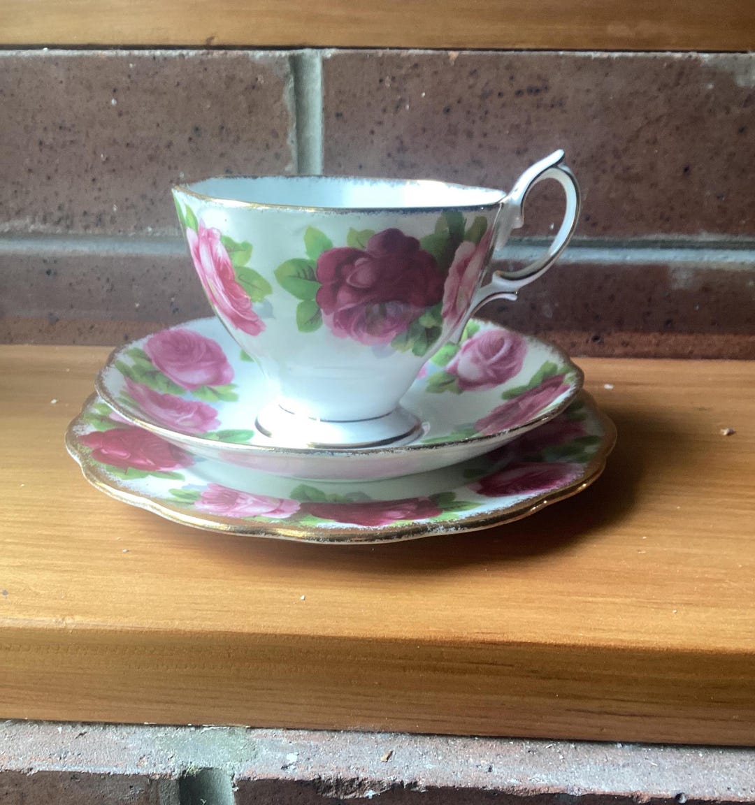 Vintage Royal Albert Old English Rose Trio, Cup, Saucer, Plate , Bone ...