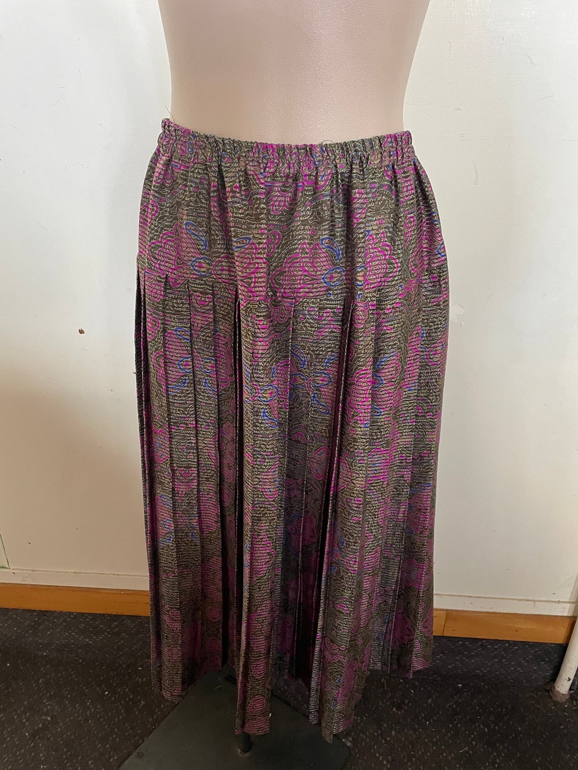 1980's Bohemian 2 Piece Skirt Suit , Wide Padded Shoulders, Made in ...
