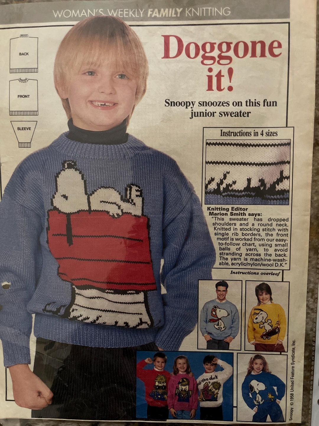 Snoopy Sleeping on Doghouse Gary Kennedy Knitting Pattern, Womans ...