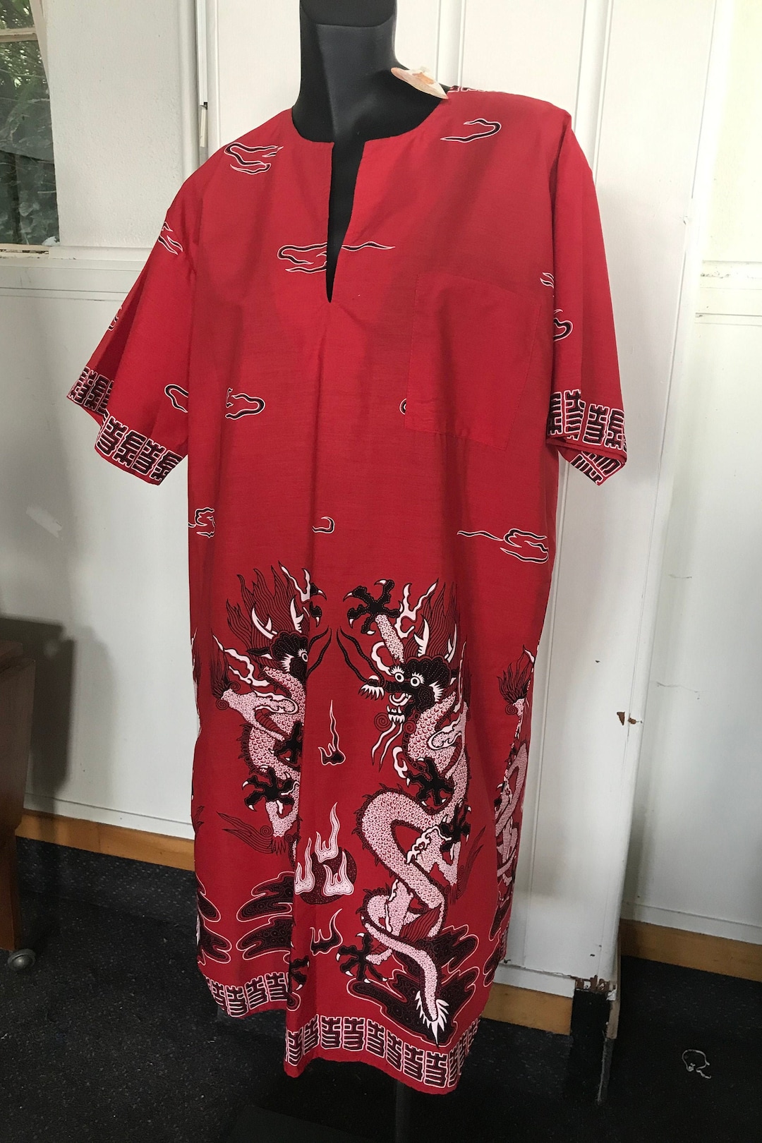 NOS 1970's Mens Dragon Batik Dragon Nightshirt, Malaysian Batik, Made ...