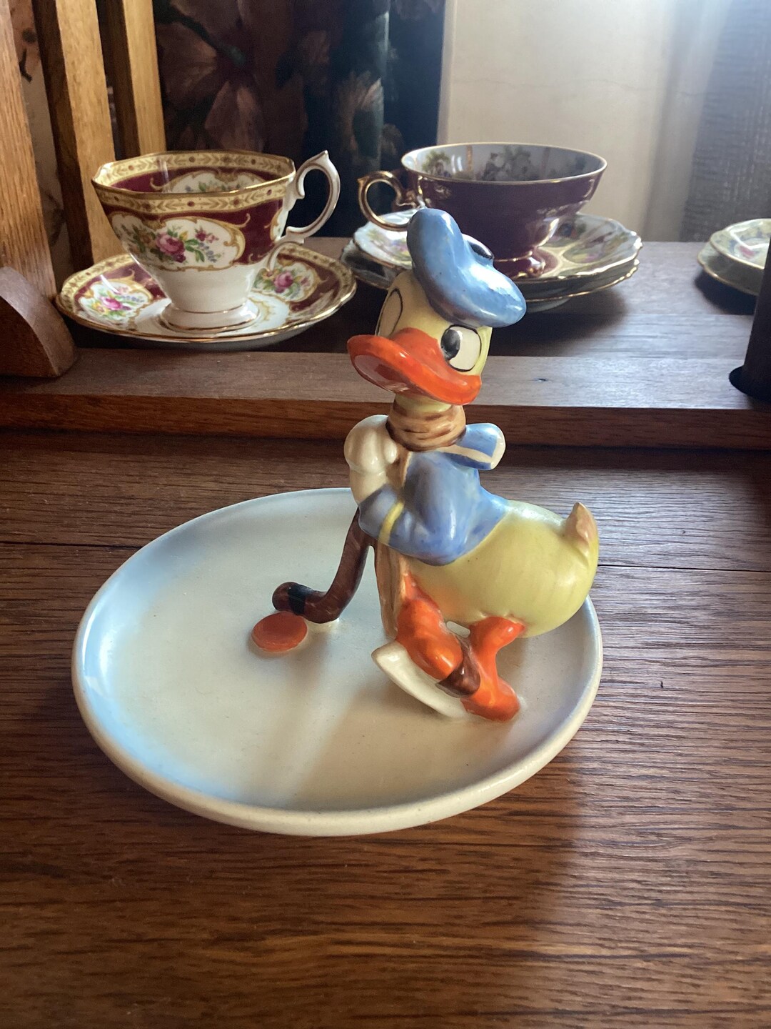 Rare Goebel Donald Duck Playing Ice Hockey 1952, Disney , Ice Skating ...