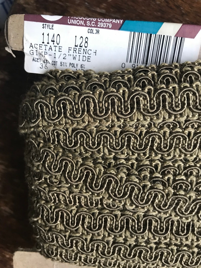 Conso 1/2” Gimp 36yds, Style 9940, French Scroll, Cotton Acetate ...
