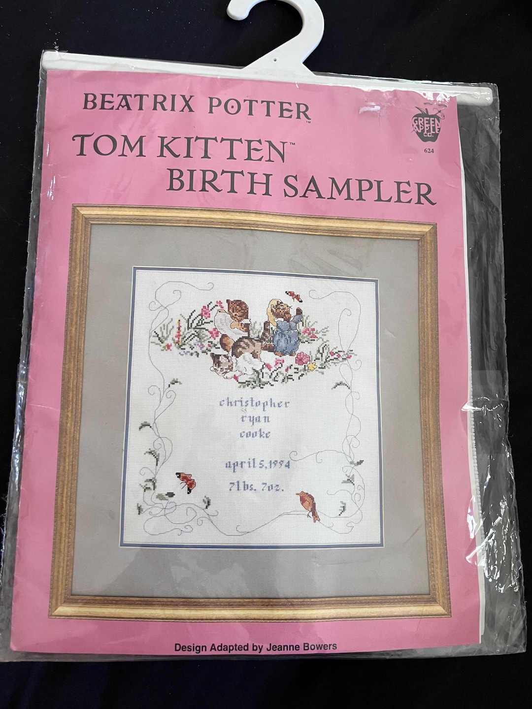 Beatrix Potter Tom Kitten Birth Sampler Counted Cross Stitch Kit Chart ...