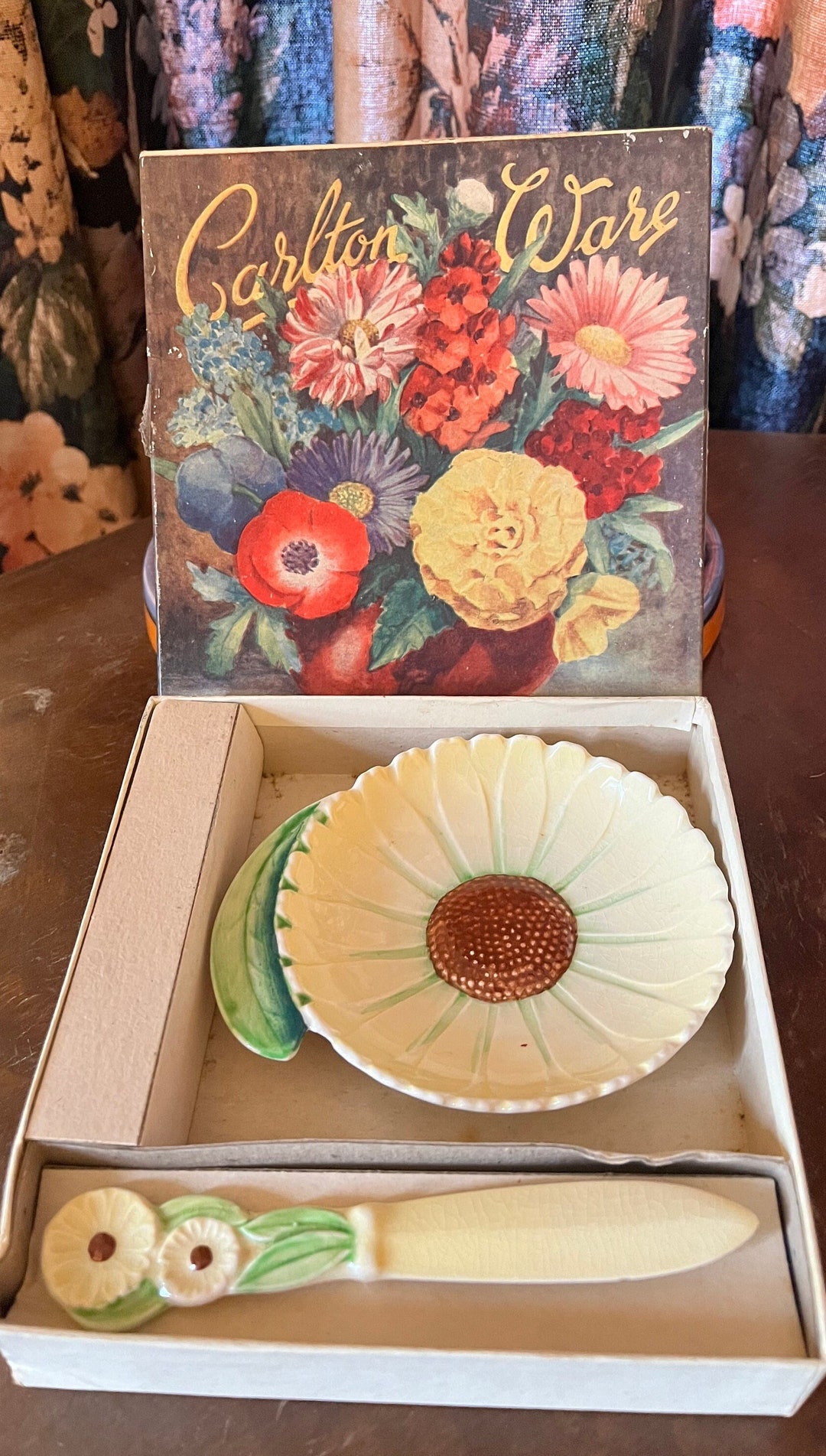 Carlton Ware Original Boxed Set, Daisy Jam or Butter Dish and Knife ...