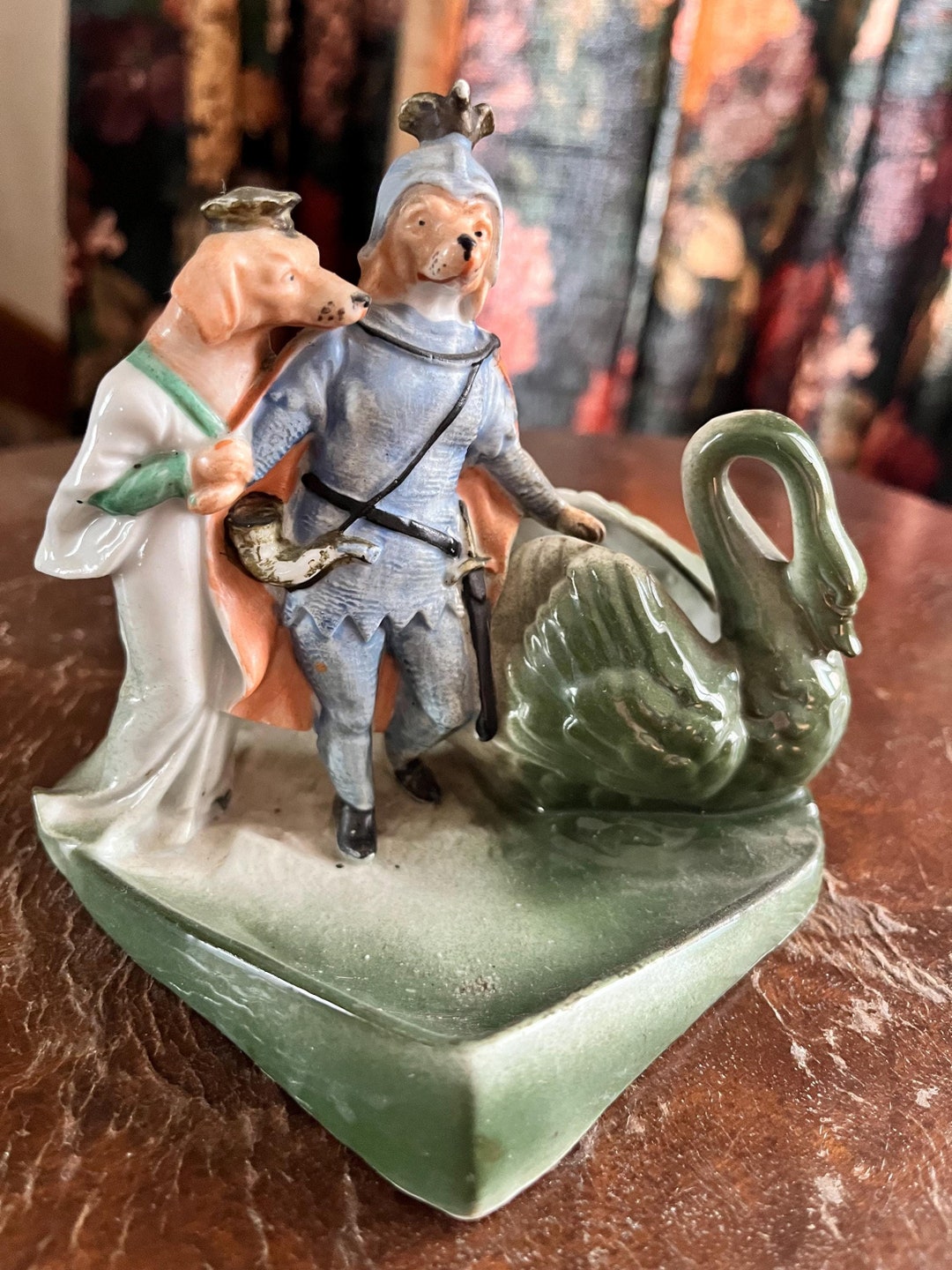 Rare Anthropomorphic Dog Fairing, Bisque, Medieval Lady, Knight and ...