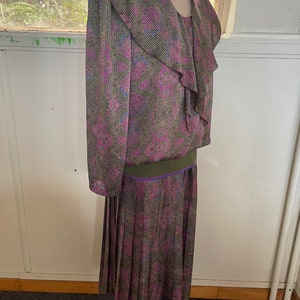 1980's Bohemian 2 Piece Skirt Suit , Wide Padded Shoulders, Made in ...