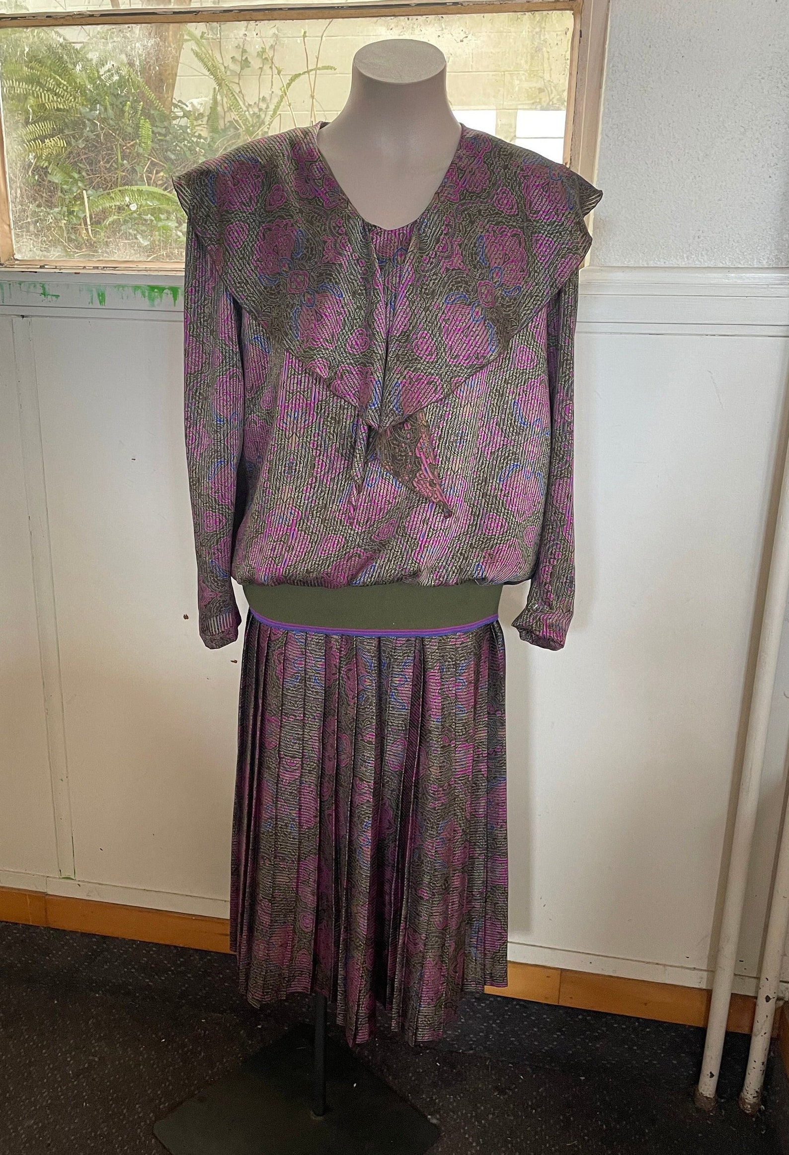 1980's Bohemian 2 Piece Skirt Suit , Wide Padded Shoulders, Made in ...