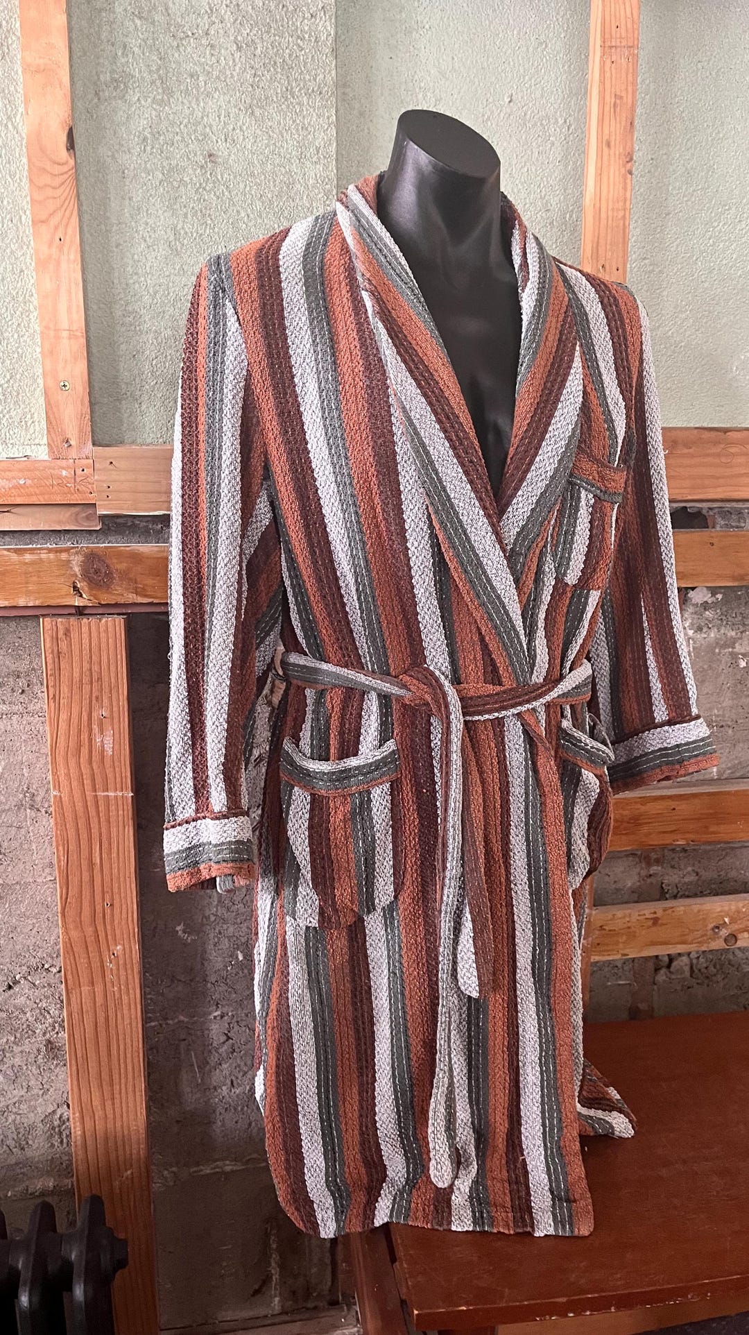 1960's Vintage Swimming Robe, Mens Short Mod Continental Towelling ...