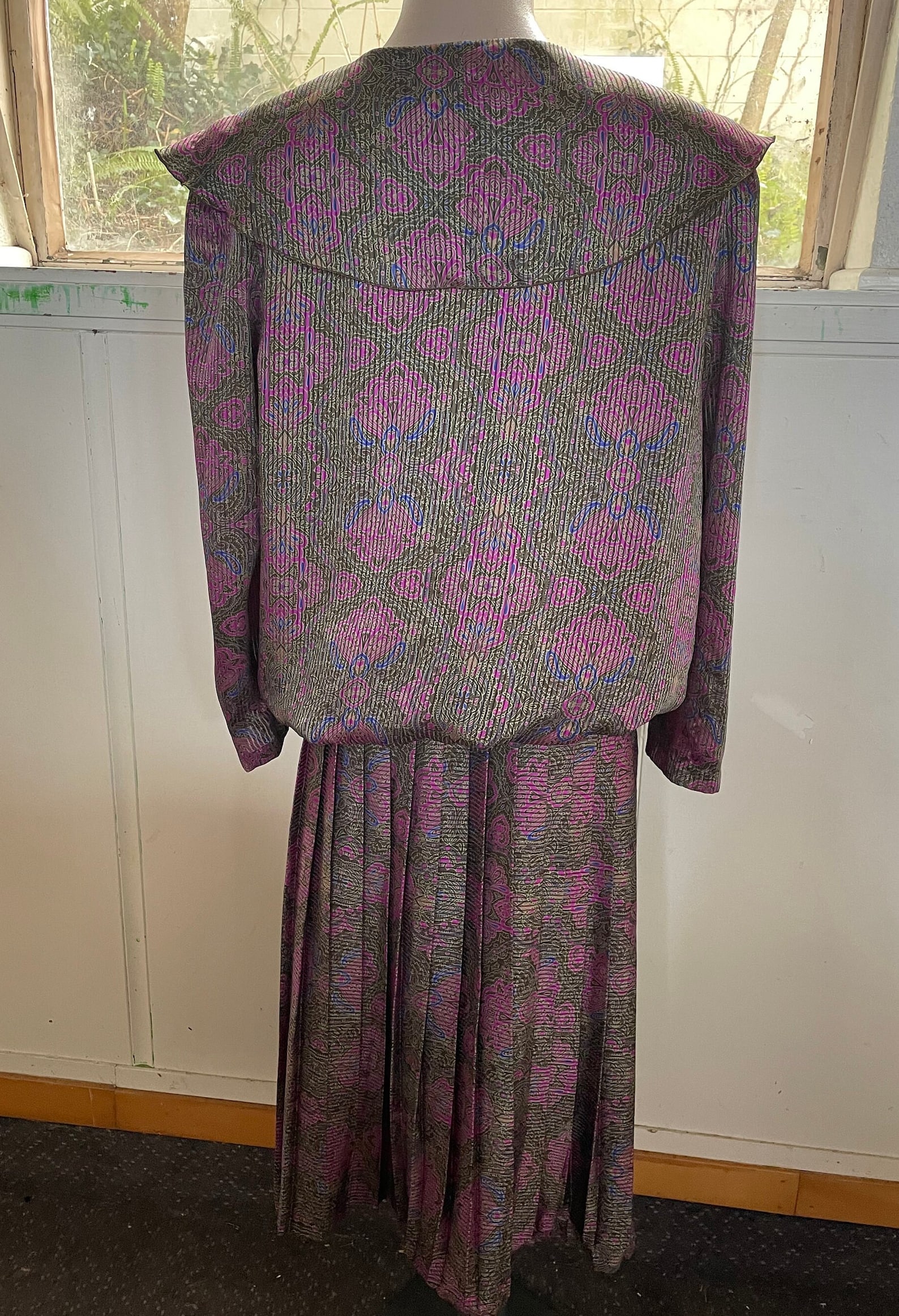 1980's Bohemian 2 Piece Skirt Suit , Wide Padded Shoulders, Made in ...