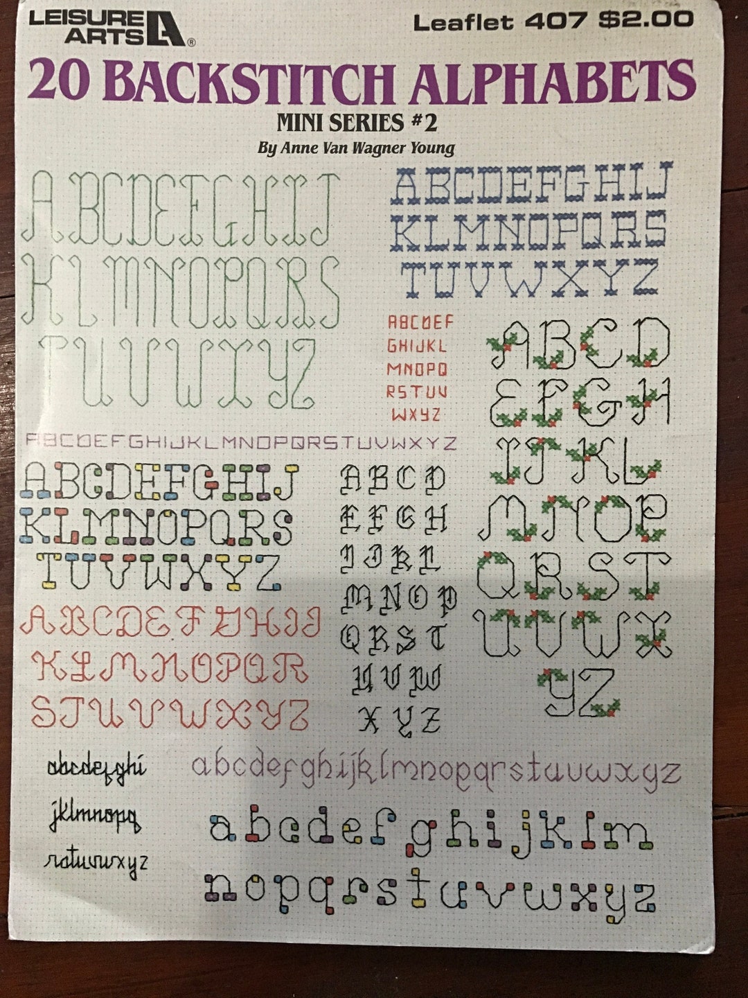 20 Backstitch Alphabets, Counted Cross Stitch Chart Pattern Leisure 407 ...